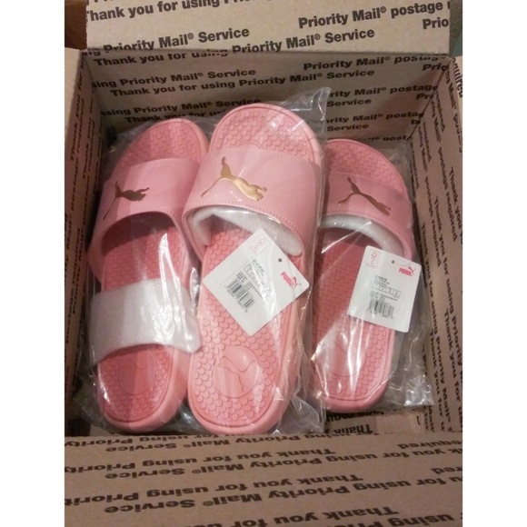 Puma | Shoes | Puma Pink Gold Womens Sport Slides | Poshmark